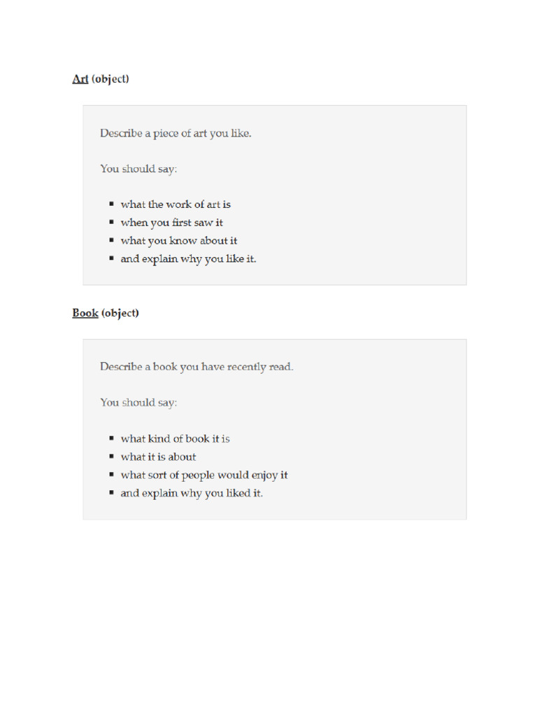 Speaking Part 2 Topics | PDF