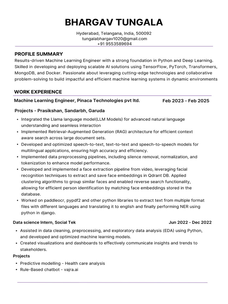 Bhargav - tungala-ML Engineer | PDF | Machine Learning | Artificial Intelligence