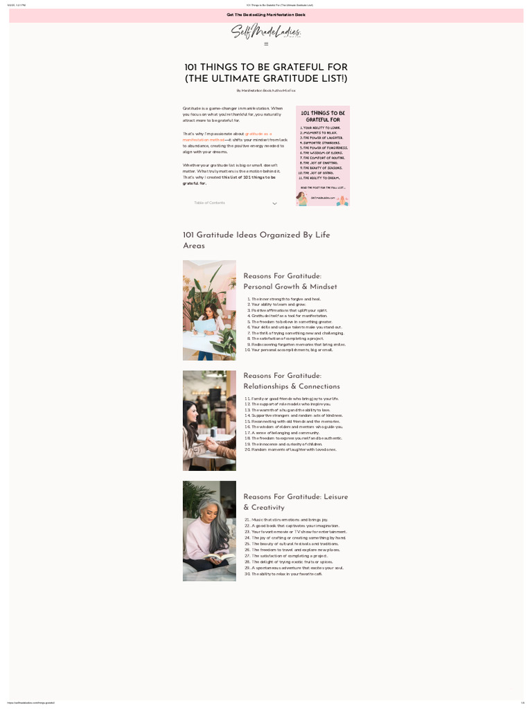 101 Gratitude Ideas for Manifestation | PDF | Gratitude | Creativity
