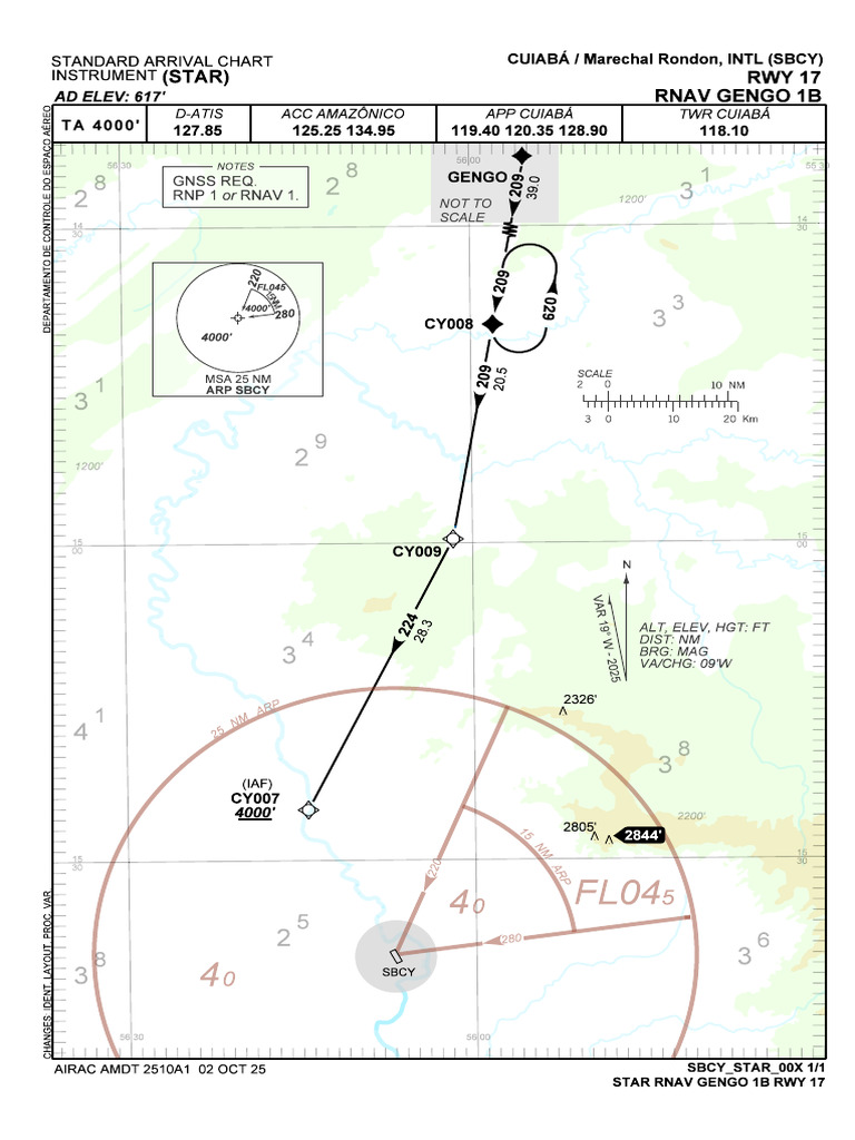 Standard Arrival Chart for SBCY RWY 17 | PDF
