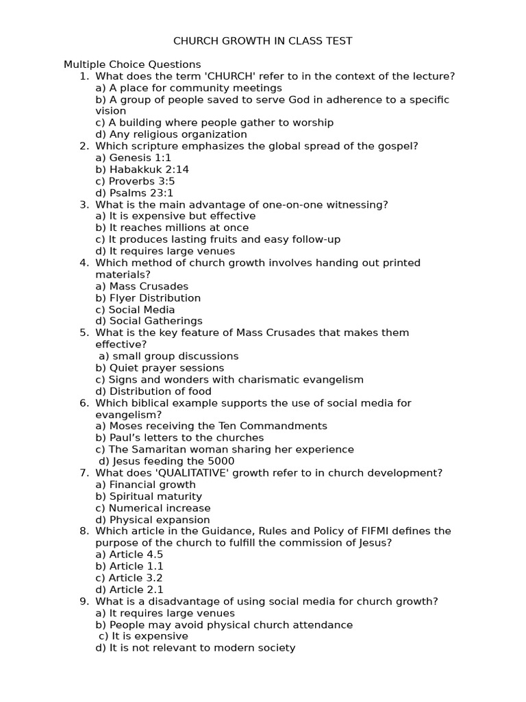 Church Growth Strategies and Insights | PDF | Bible | Jesus