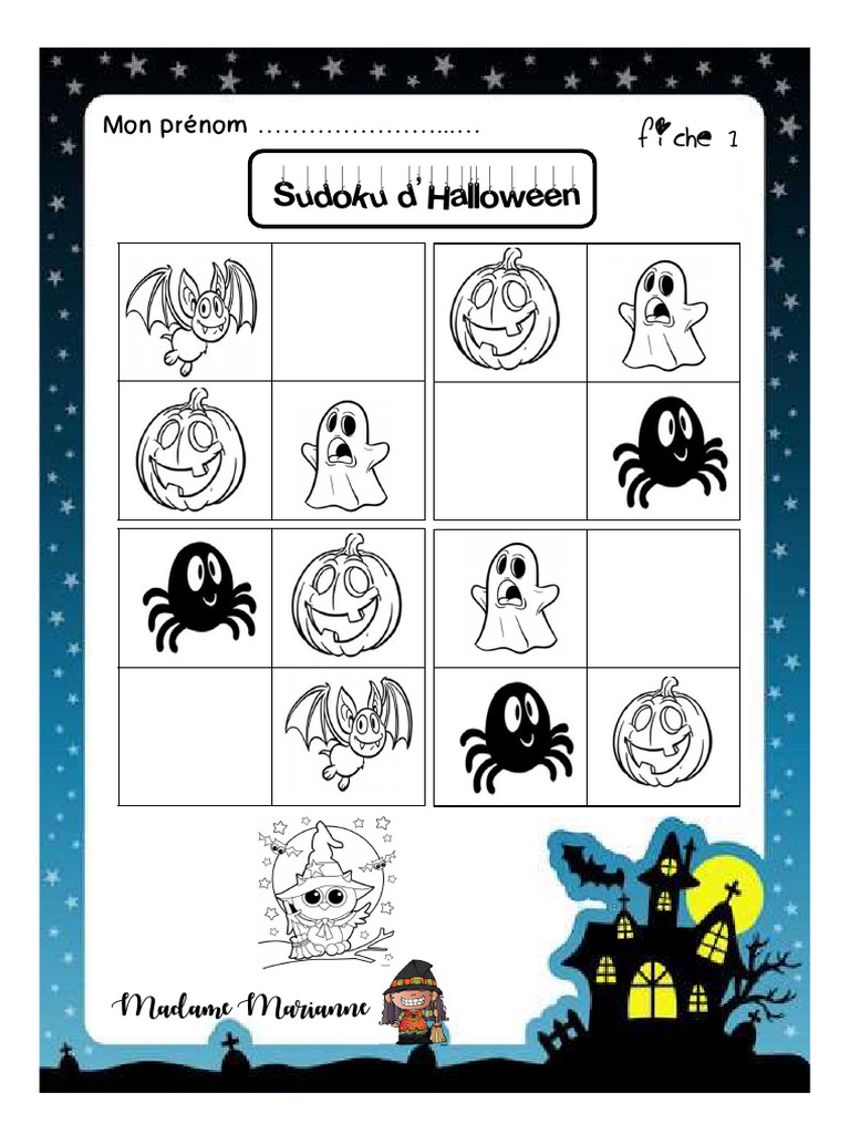 Sudoku d'Halloween pour enfants | PDF