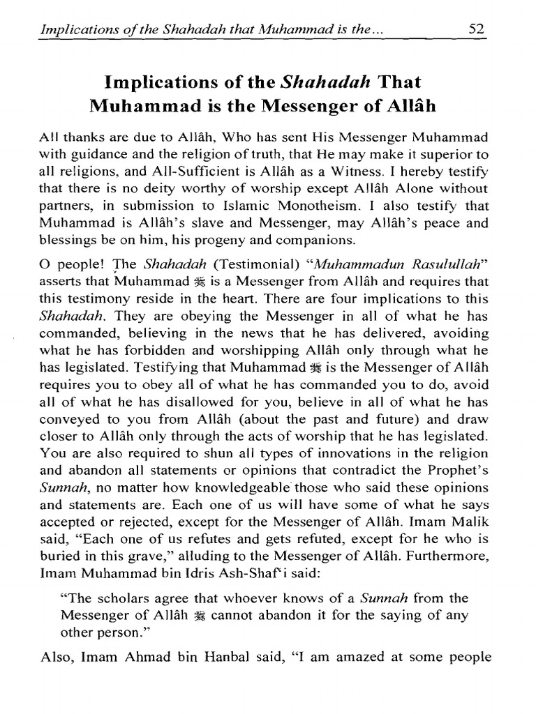 515 - Implications of The Shahadah That Muhammad Is The Messenger of ...