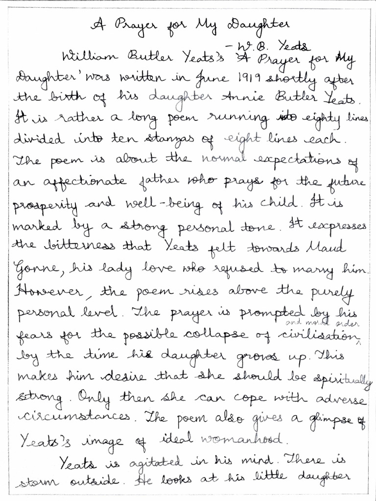 A Prayer For My Daughter - W. B. Yeats | PDF