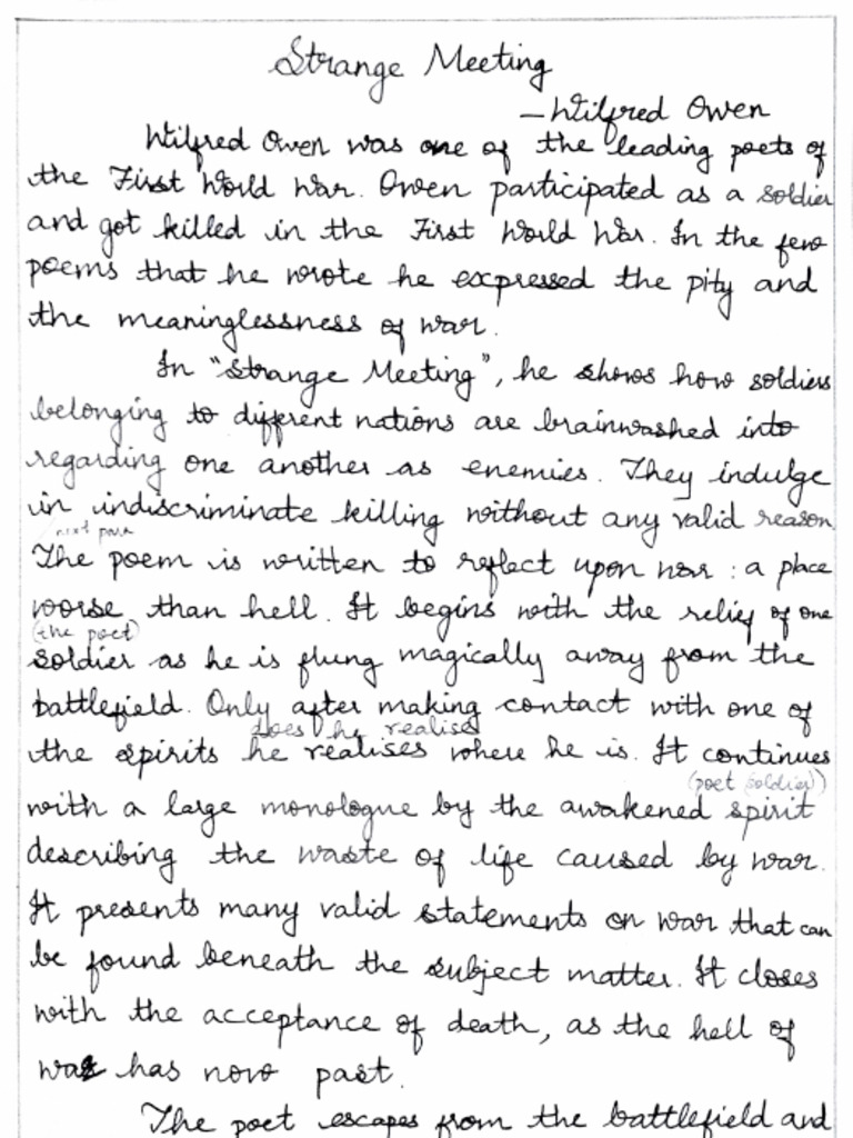 Strange Meeting - Wilfred Owen | PDF