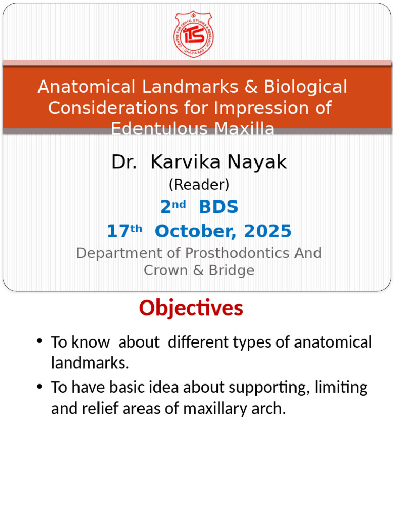 Anatomical Landmarks for Maxillary Impressions | PDF | Dentures | Lip