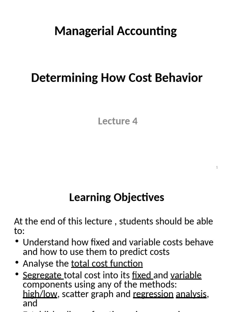 Cost Behavior LECTURE 4 B | PDF | Linear Regression | Statistics