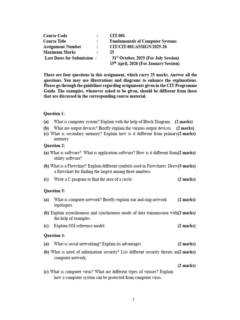 CIT-001(E)(2025-2026) | PDF