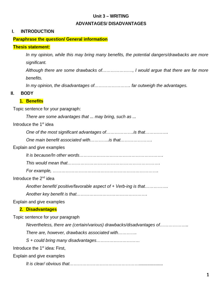 Unit 3 - Writing - Adv-Disadv | PDF | Traffic Congestion | Road