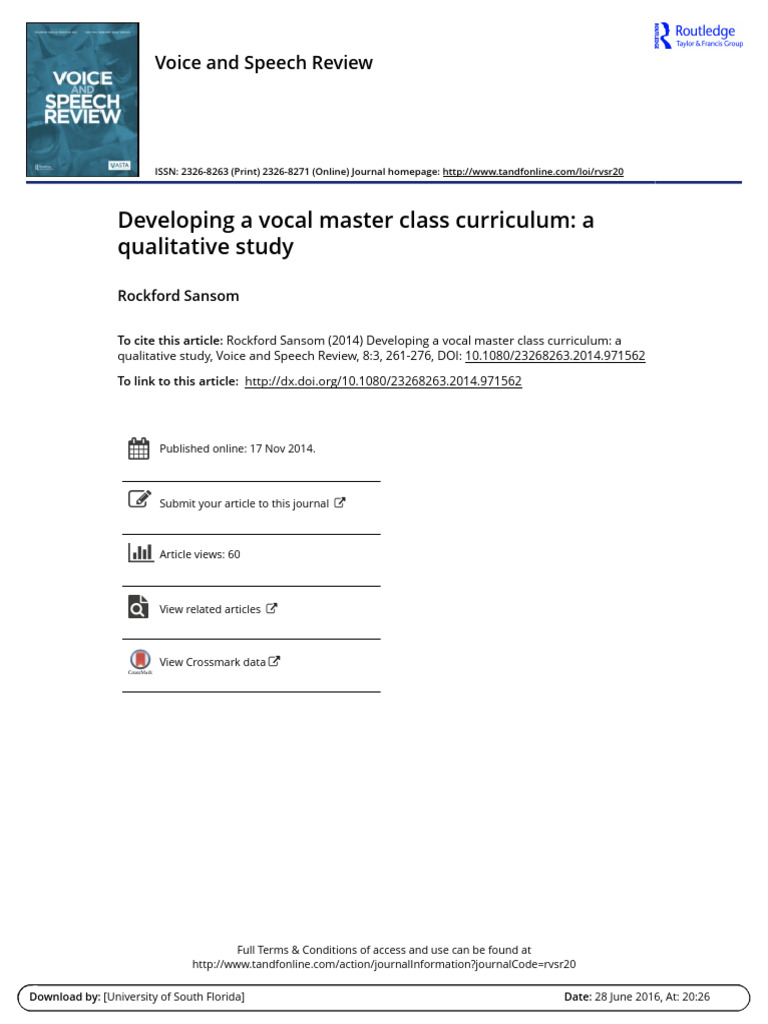 Vocal Master Class Curriculum Development | PDF | Qualitative Research ...