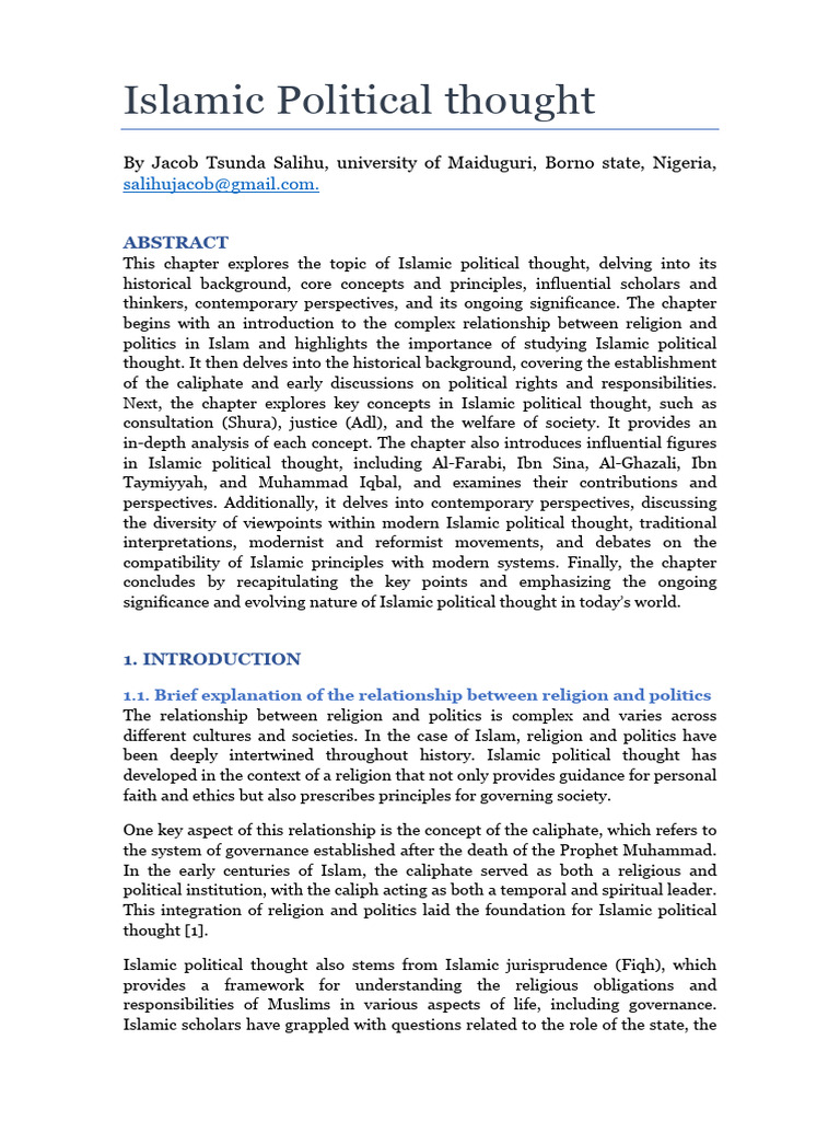 Islamic Political Thought Overview | PDF | Caliphate | Political Philosophy