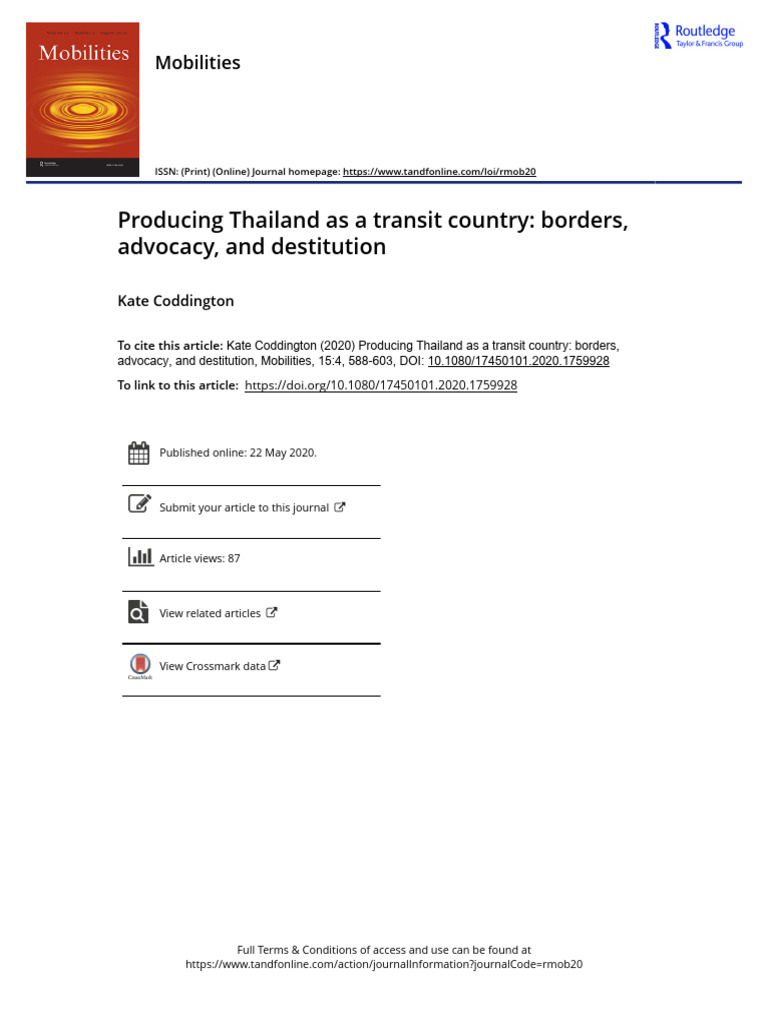 Coddington - 2020 - Producing Thailand As A Transit Country Borders ...