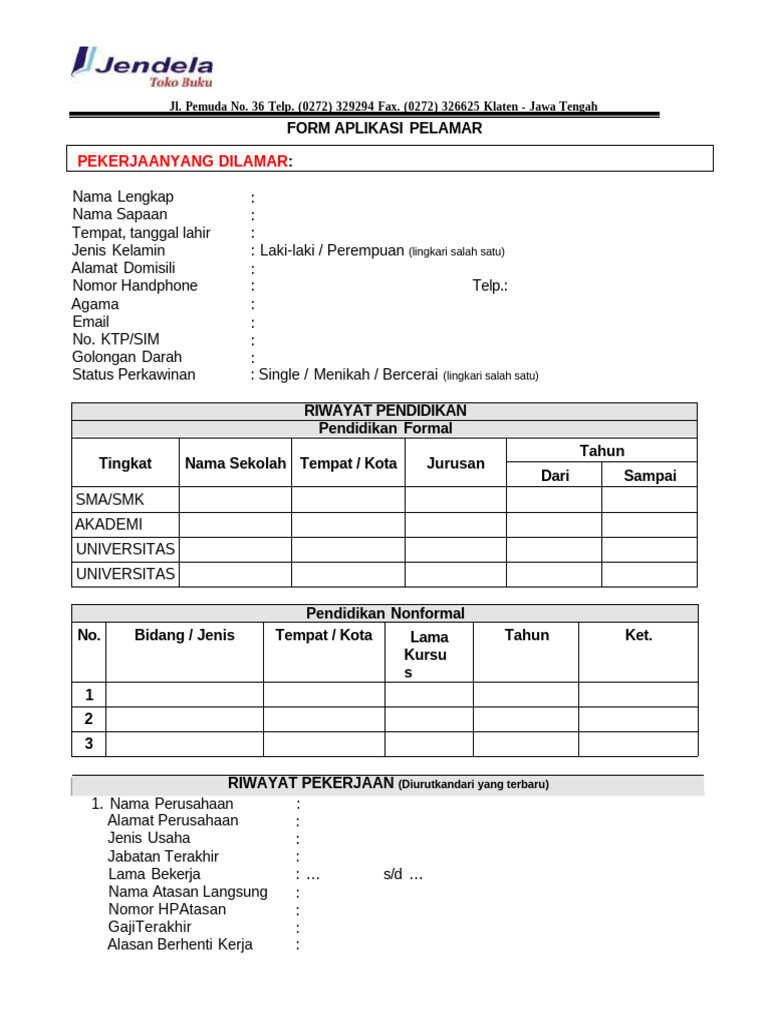 Berkas Aplikasi Pelamar | PDF