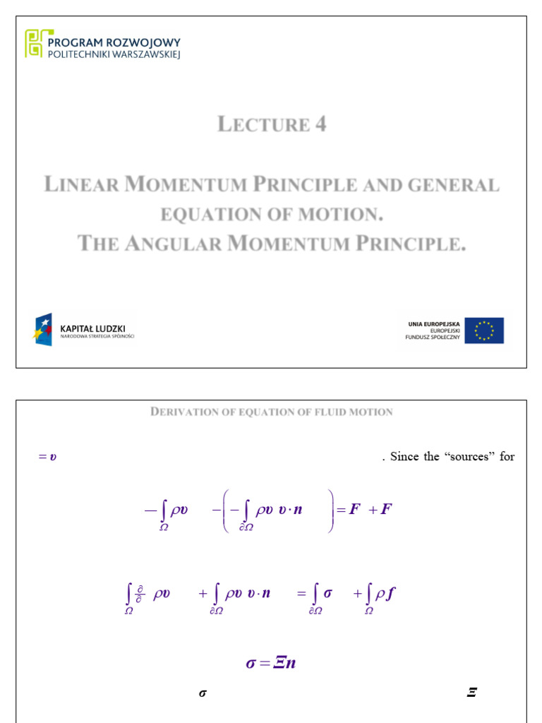 L4 Equations of Motion NEW | PDF | Stress (Mechanics) | Momentum