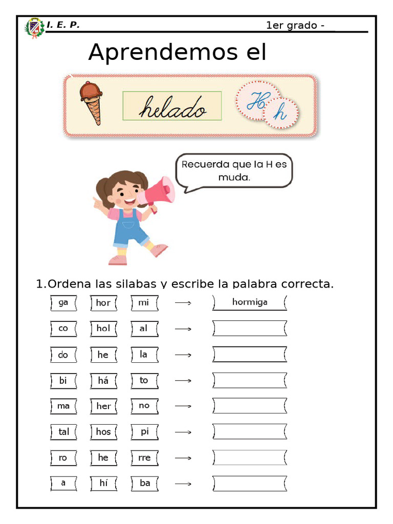 Palabras y oraciones con h y ch | PDF