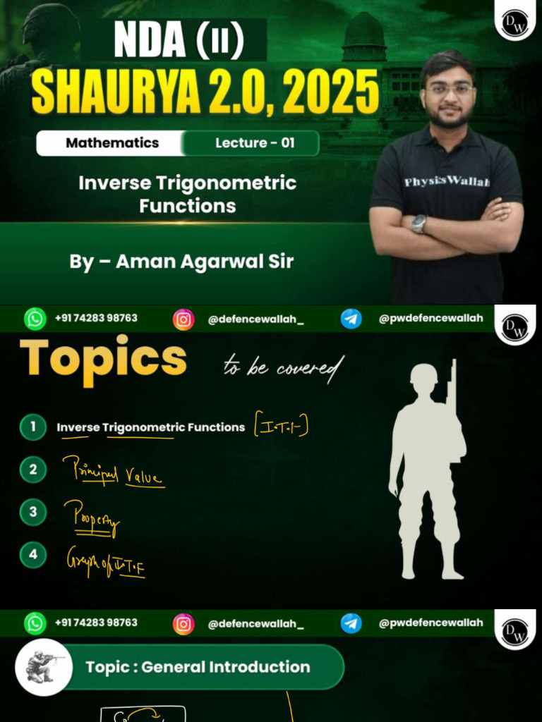 Inverse Trigonometric Functions 01 - Class Notes | PDF