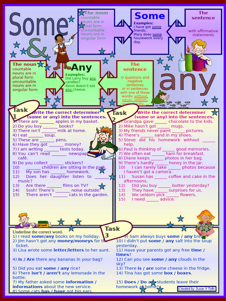Some and Any For Elementary Level With Key 5037 | PDF | Plural | Noun