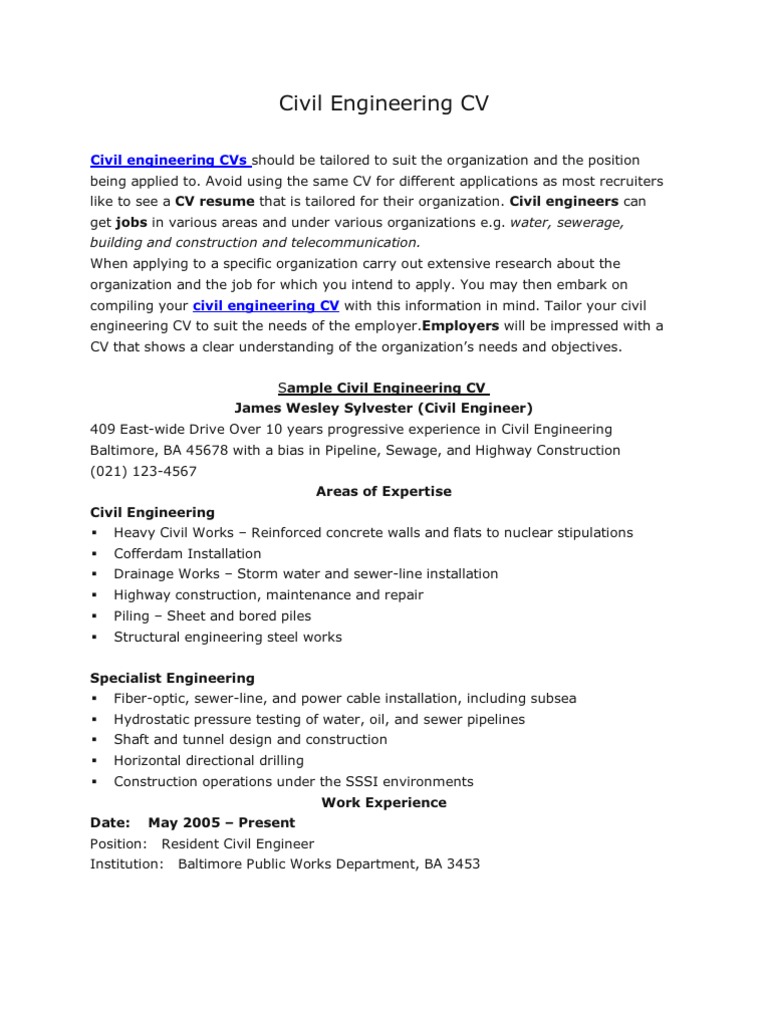 Civil Engineering CV | PDF | Civil Engineering | Engineer