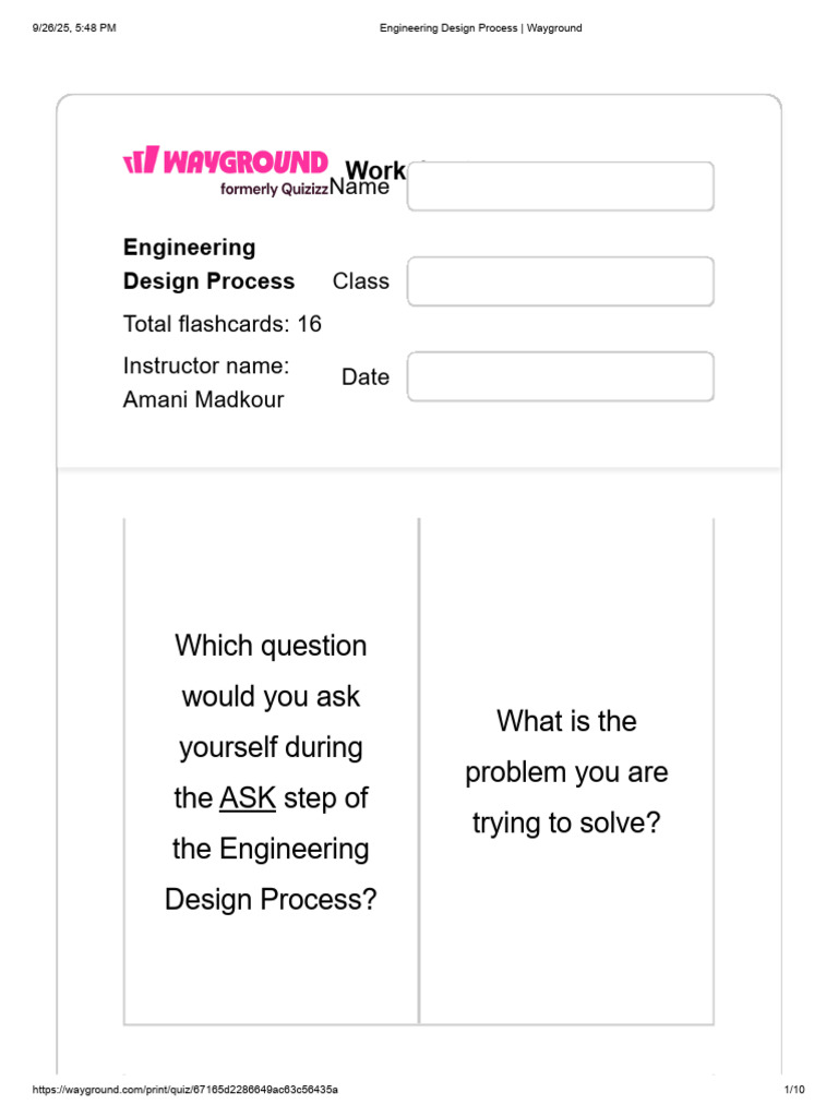 Engineering Design Process - Wayground | PDF | Engineering Design Process | Engineering