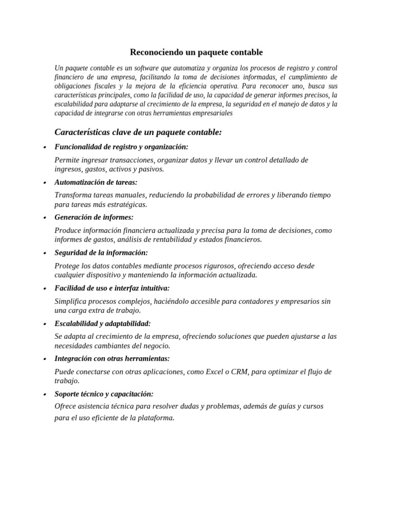 Reconociendo Un Paquete Contable | PDF | Contabilidad | Escalabilidad