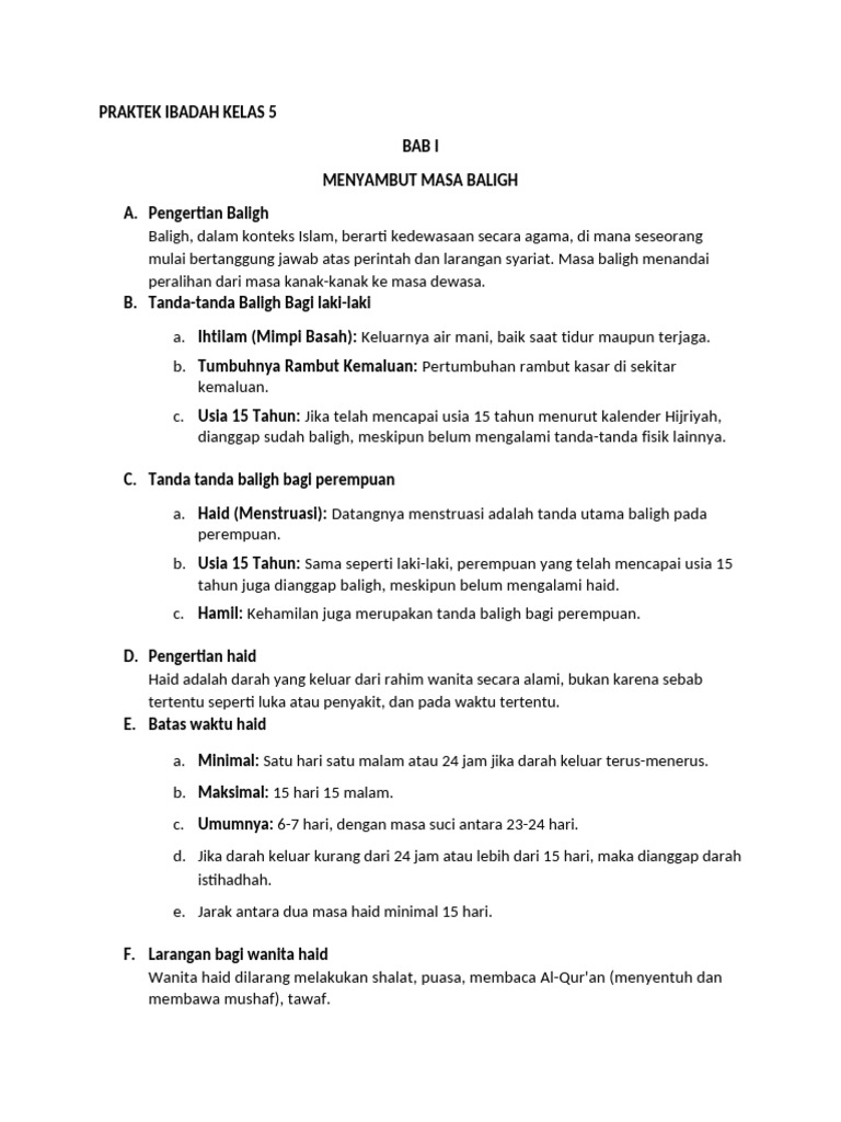 Materi Praktek Ibadah Kelas 5 | PDF