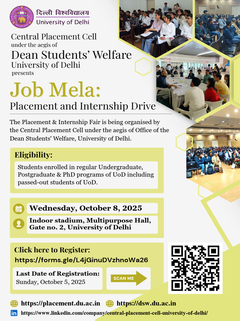 Delhi University Job Mela 2025 Registration | PDF