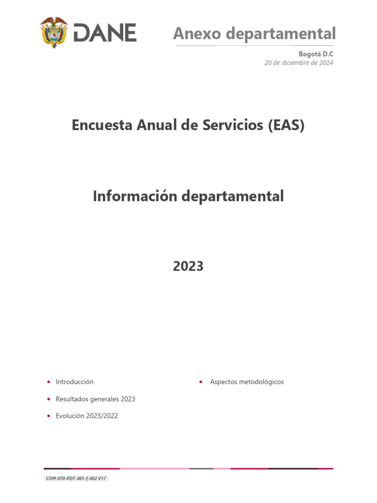 Anex EAS DepCIIURev4 2023 | PDF | Bogotá | Economias