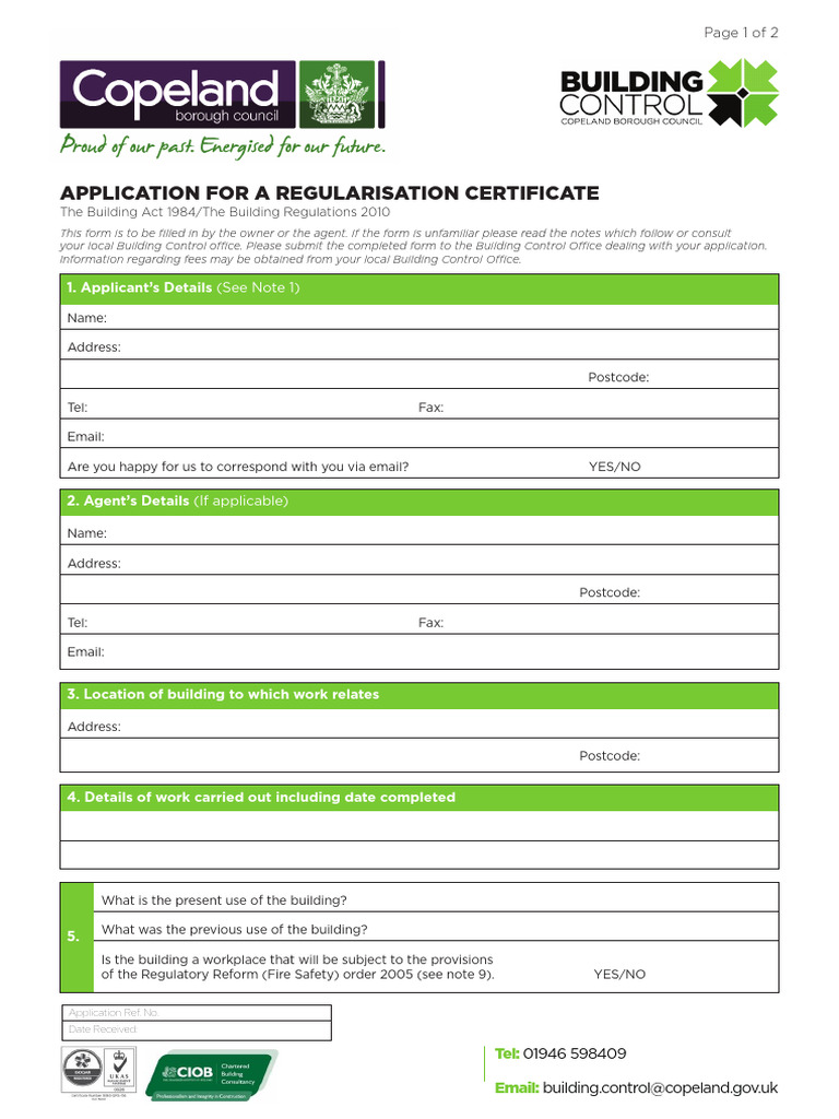 Application For Regularisation Cert (Form) | PDF | Government | Justice