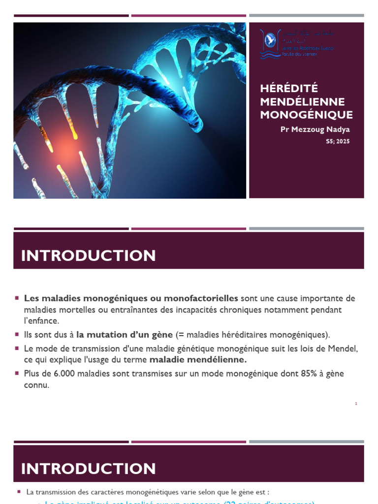 Hérédité Mendélienne et Maladies Monogéniques | PDF | Dominance ...