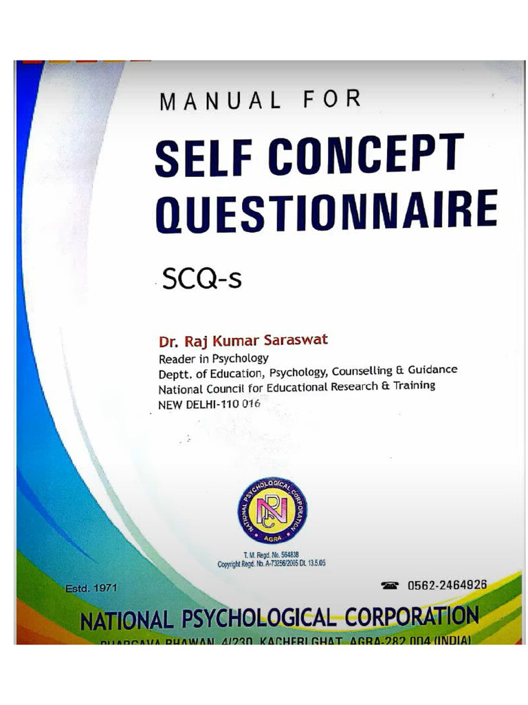 Manual For Self Concept Questionnaire | PDF