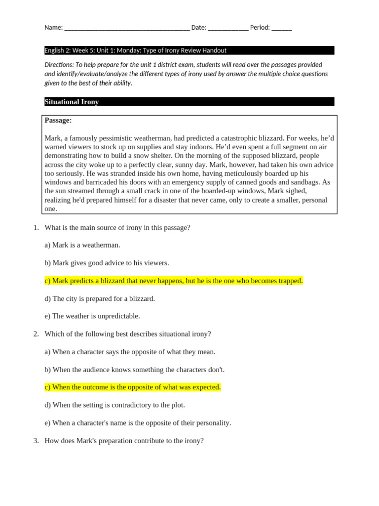 English+2 Week+5 Unit+1 Monday Type+of+Irony+Review+Handout+2025 ...