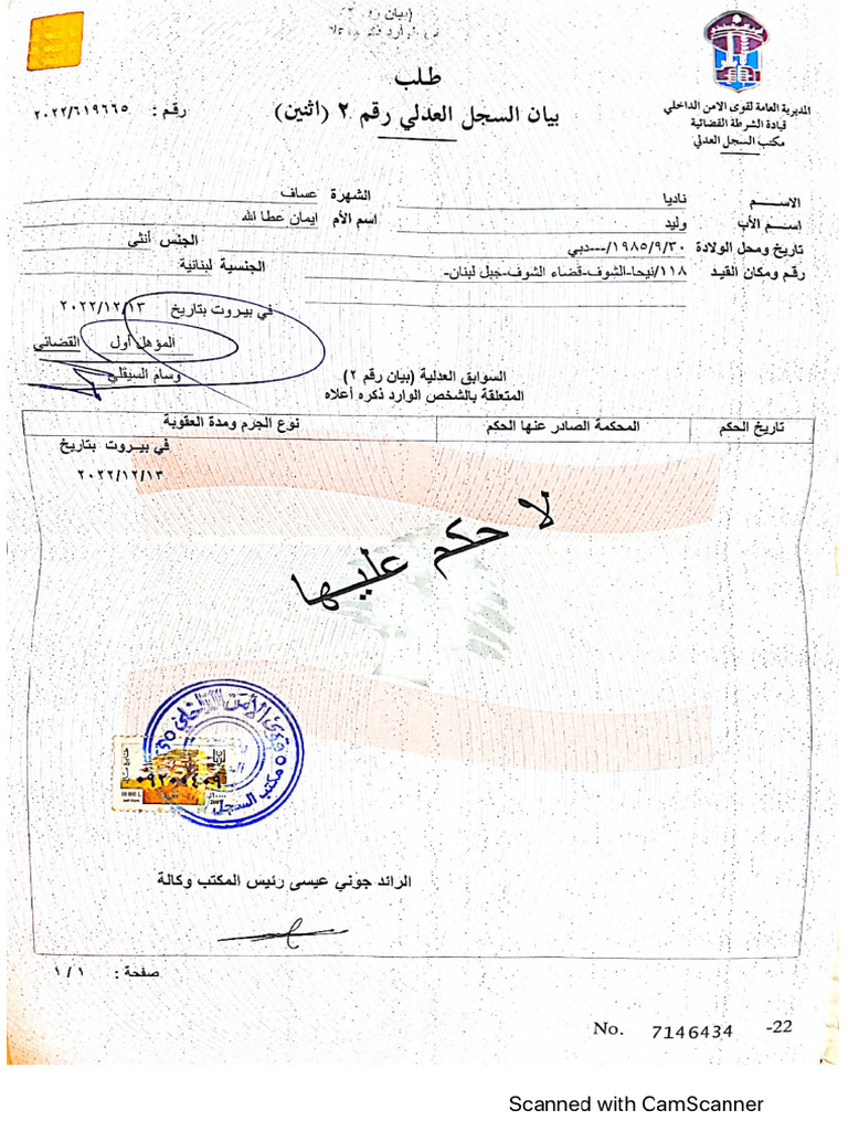 NADIA ASSAF-Police Check Lebanon | PDF
