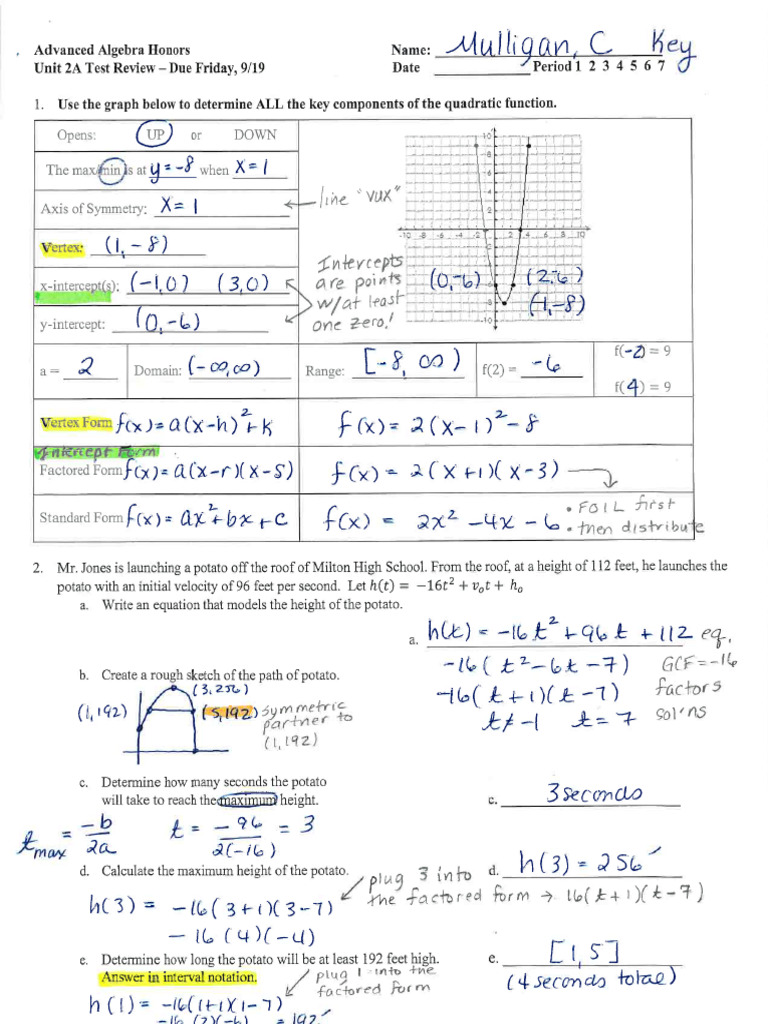 2.13 Test Review KEY | PDF