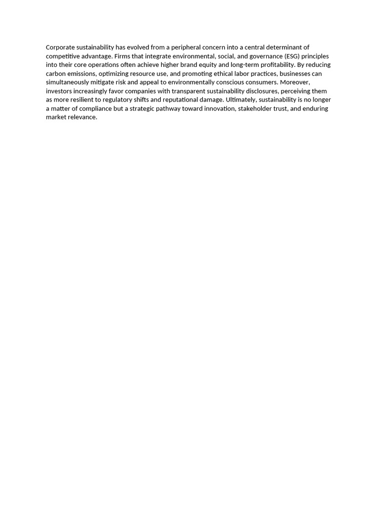 Paragraph 3 - Corporate Sustainability and Competitive Advantage | PDF