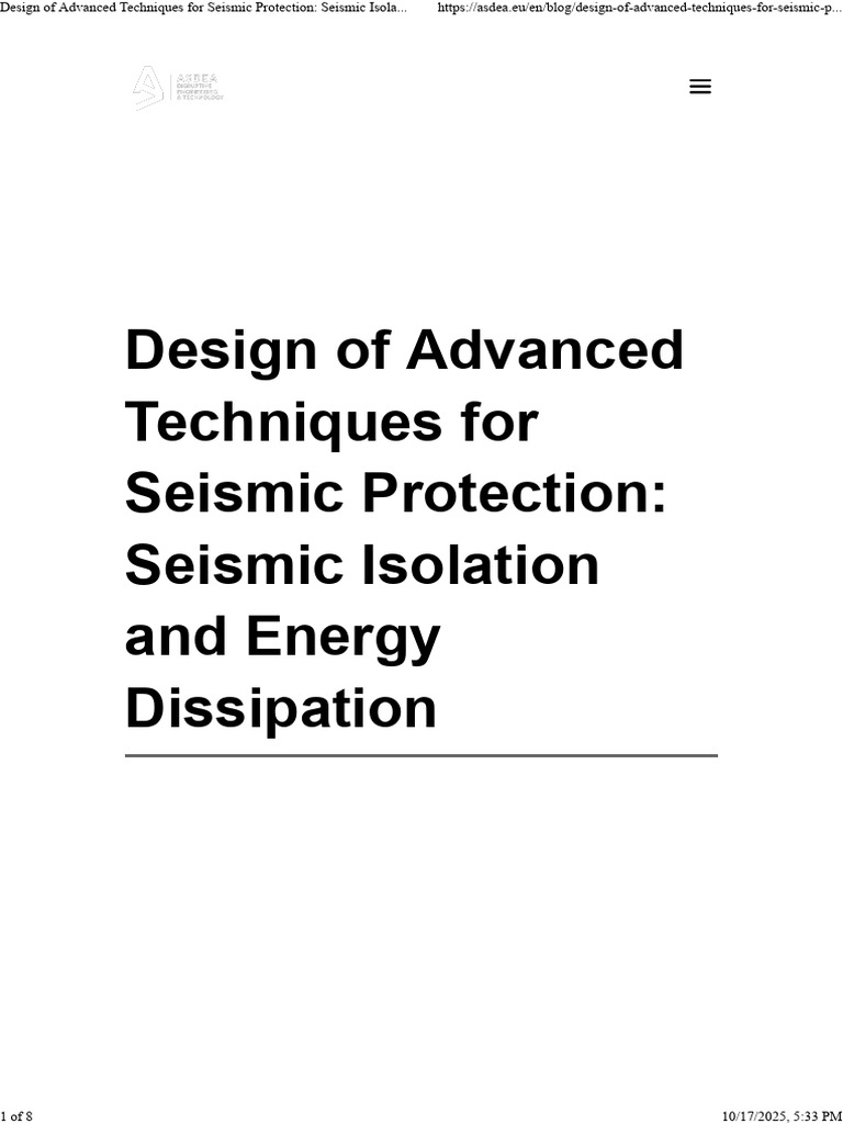 Design of Advanced Techniques For Seismic Protection - Seismic ...