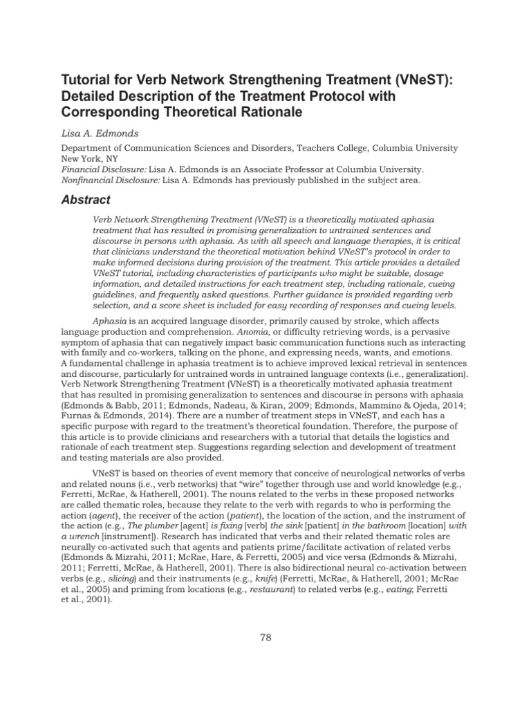 VNeST Tutorial for Aphasia Treatment | PDF | Aphasia | Question