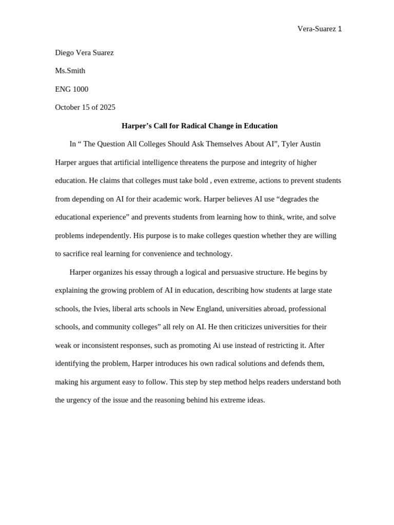Harper's Call for Education Reform | PDF | Artificial Intelligence ...