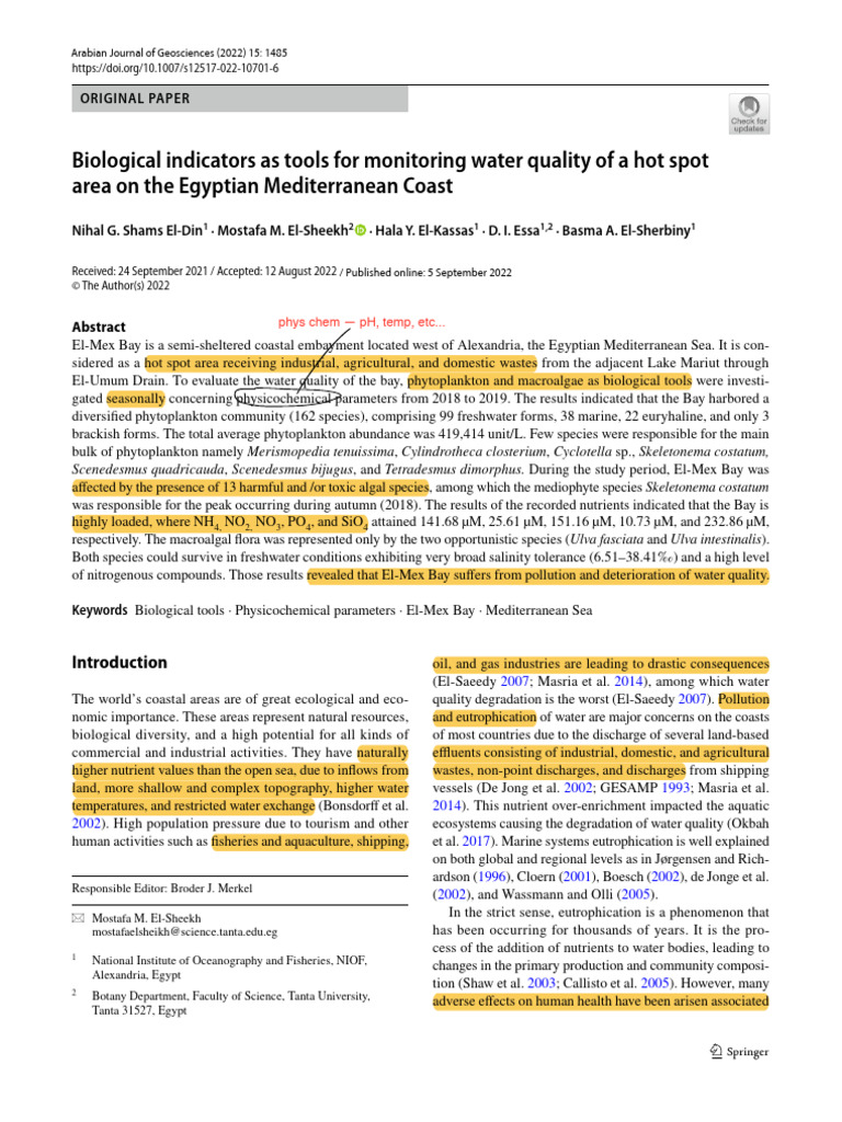 (2b) 2024 Article 2 Bioindicators of Water Quality-1 | PDF ...