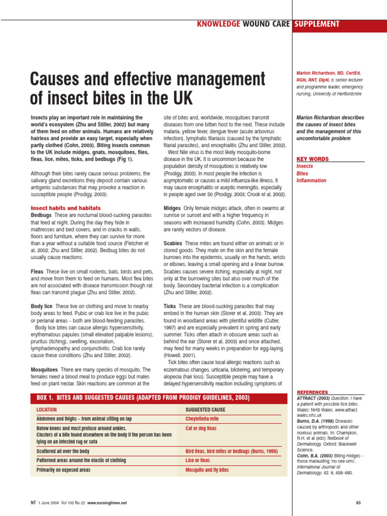 NO Causes and Effective Management of Insect Bites in The UK | PDF ...
