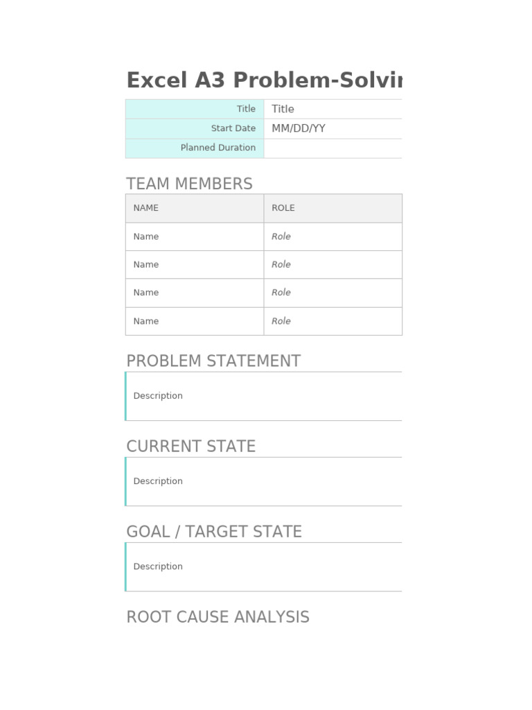 Excel A3 Problem-Solving Template | PDF | Inquiry | Cognition