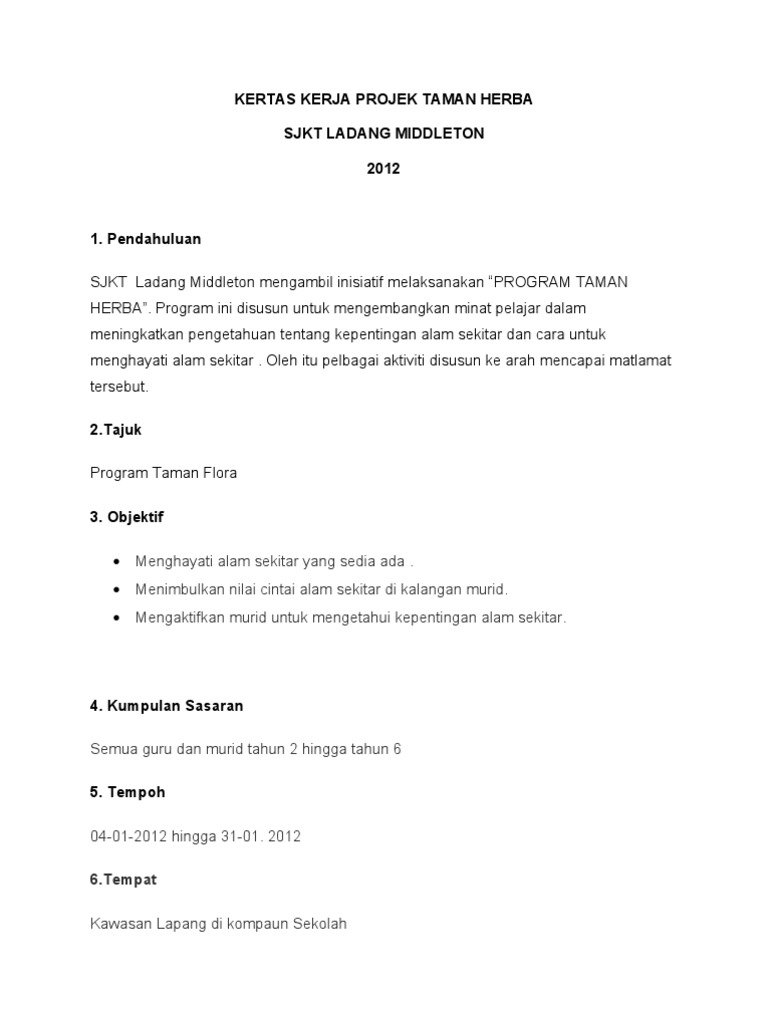 Program Taman Herba Sekolah | PDF
