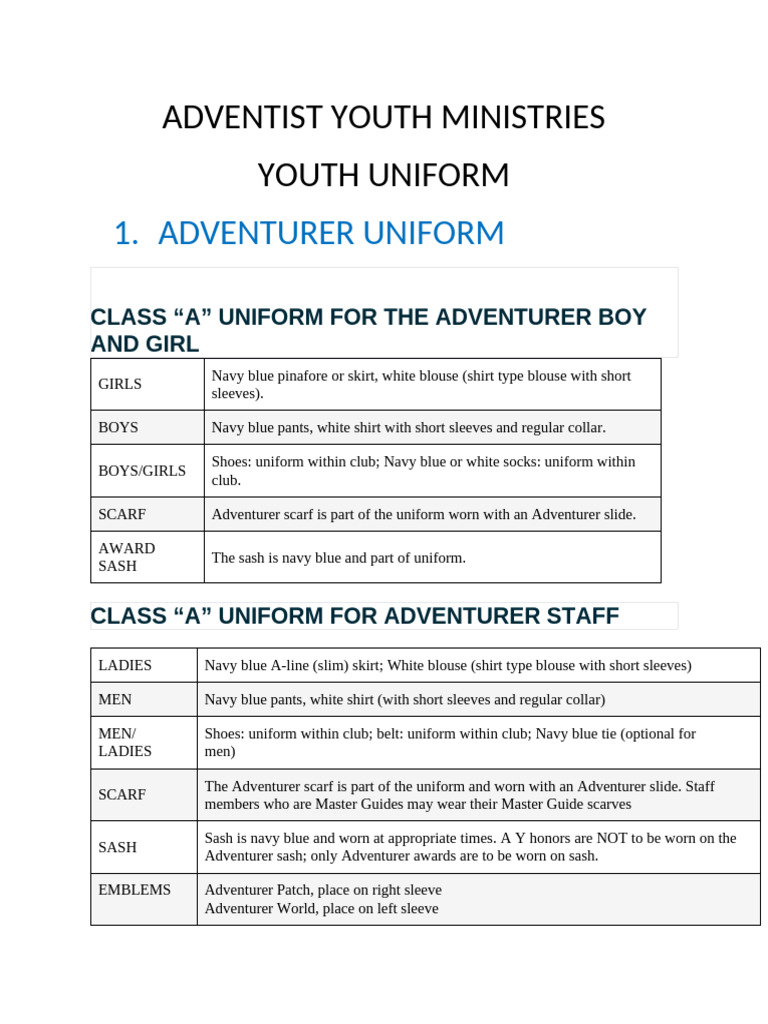 Pathfinder Uniform Guidelines | PDF | Blouse | Scarf