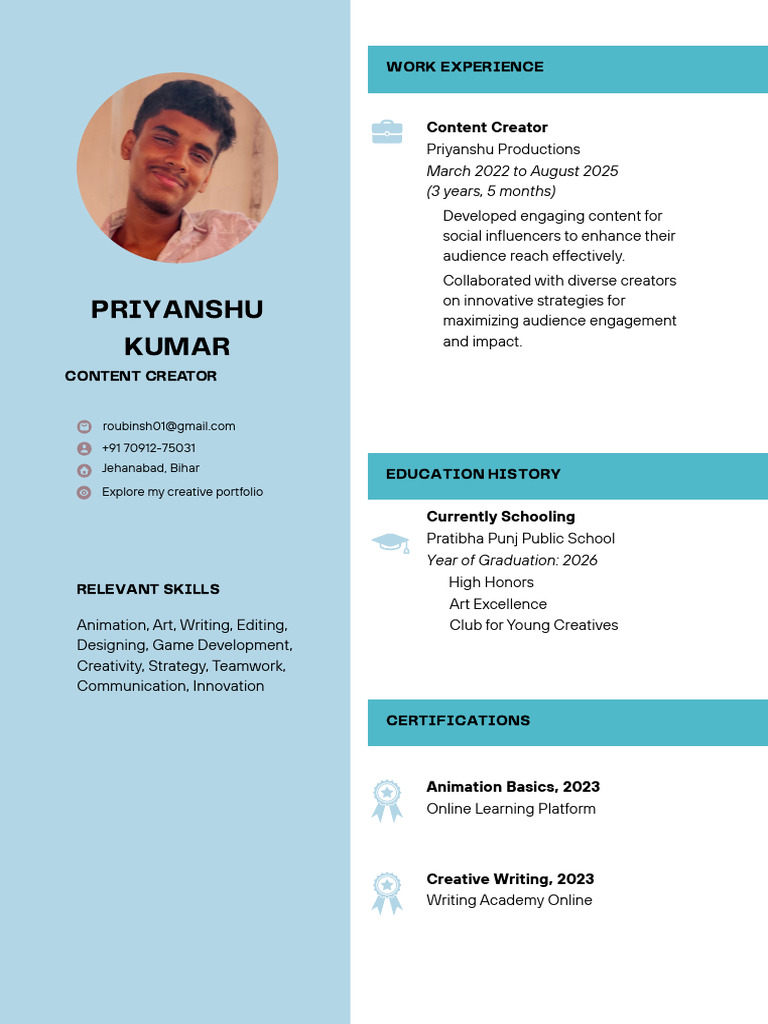 Resume - Priyanshu Productions | PDF