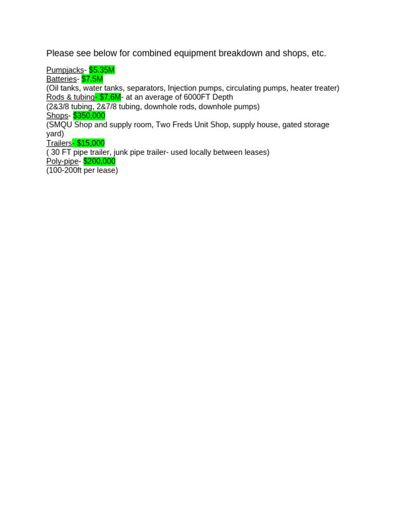 Full Equipment Breakdown | PDF