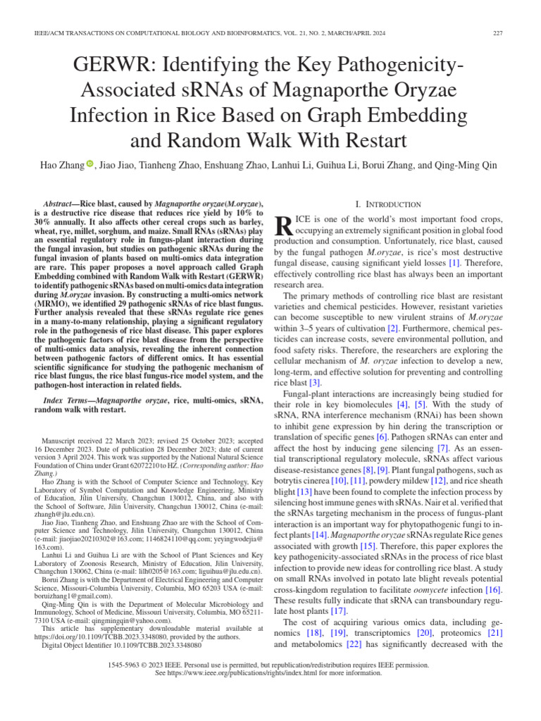 GERWR Identifying The Key Pathogenicity - Associated sRNAs of ...