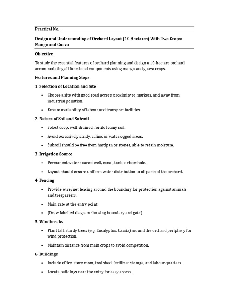 Practical - Orchard Layout | PDF | Irrigation | Drainage