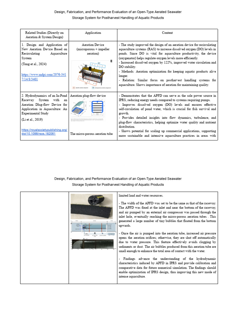 Open-Type Aerated Seawater Storage System | PDF | Aquaculture | Water