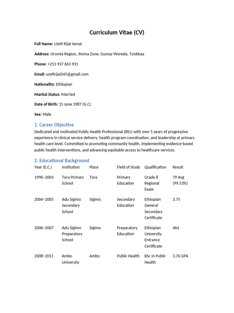 Uzefi - Rijal - Professional - CV Standard and Formal | PDF