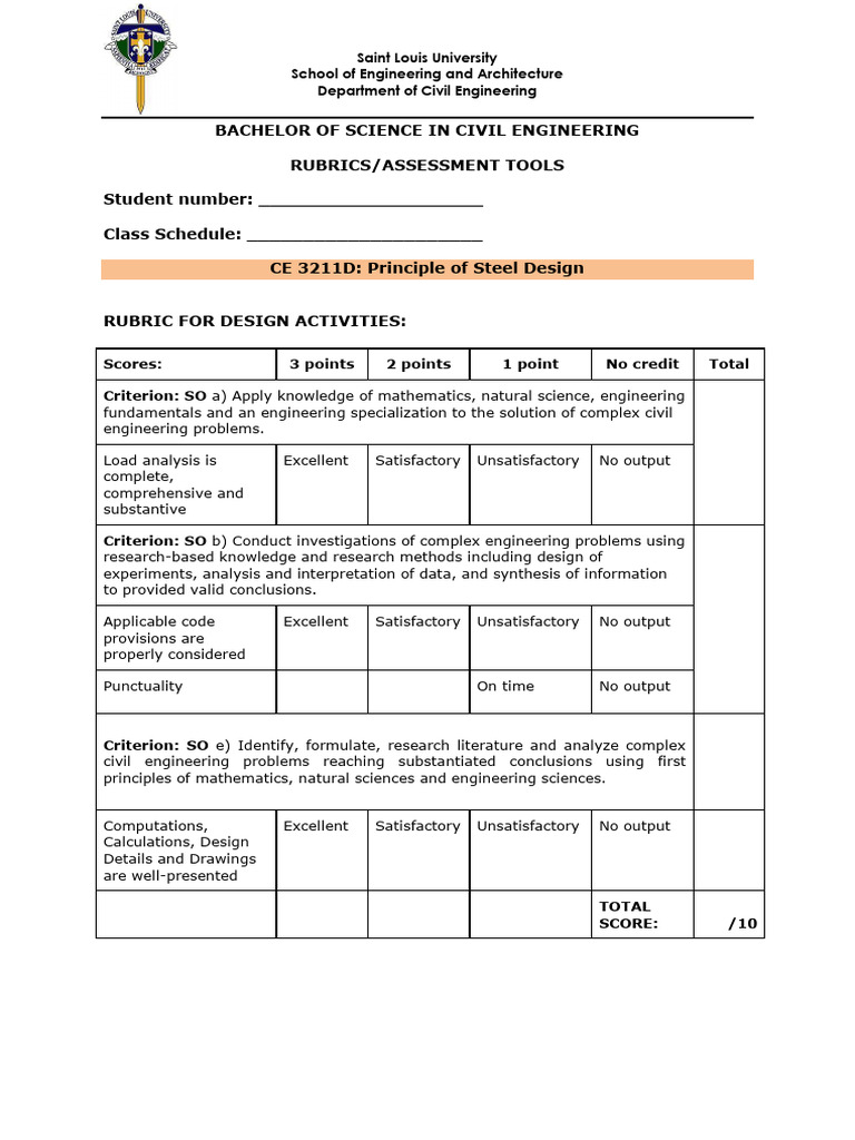 Ce 3211 - D Sea-Rubric 2025 | PDF