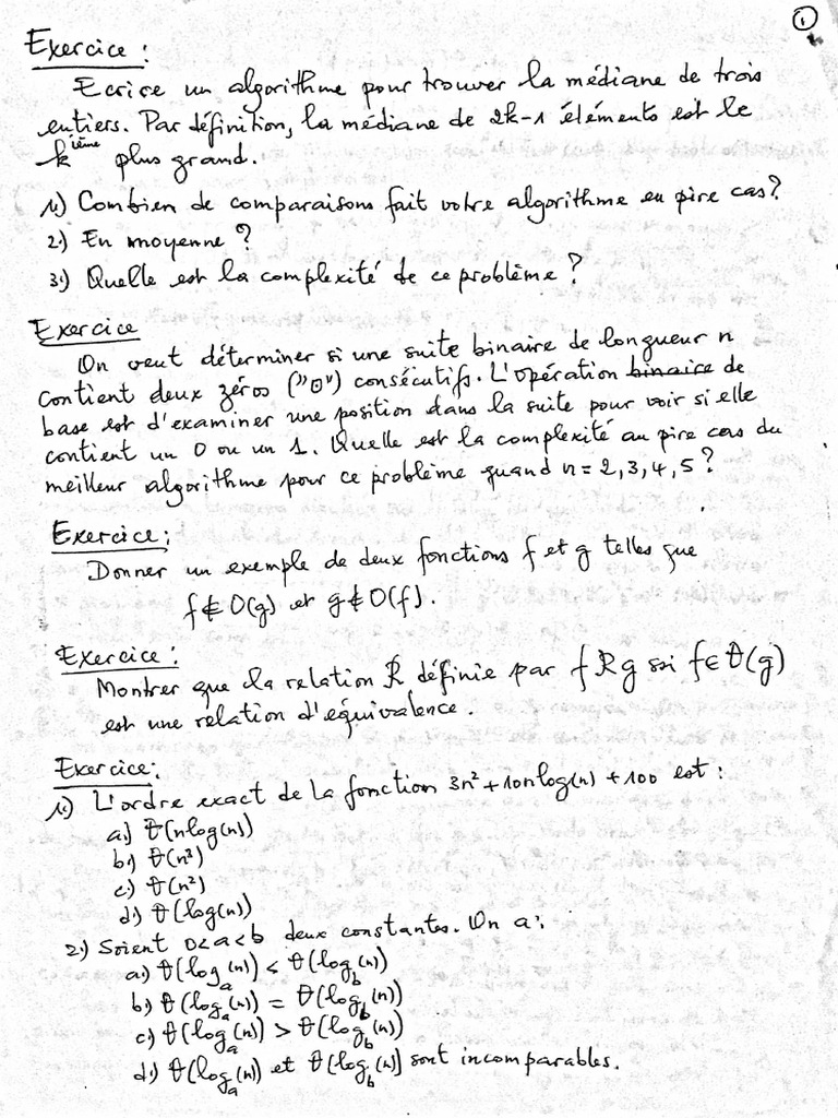 1-Fiche TD Inf315 Analyse Et Conception Des Algorithmes | PDF